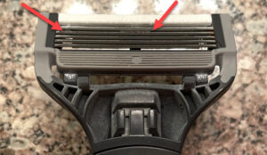 Build up between razor blades about 24 hours after fifth shave.